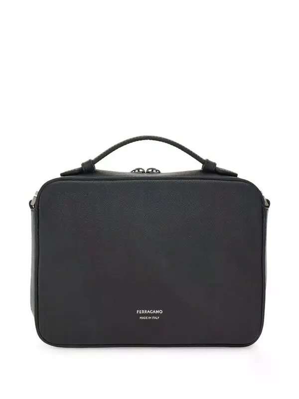 FERRAGAMO Gancini Hammered Leather Shoulder Bag