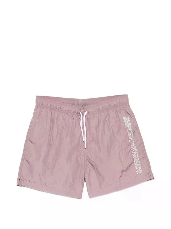 Emporio Armani Logo Embroidered Drawstring Swim Shorts - Pink