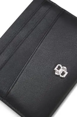 BOSS Leather Card Holder With Double B Monogram