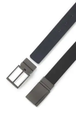 Hugo Italian Leather Belt With Brushed Gunmetal Hardware