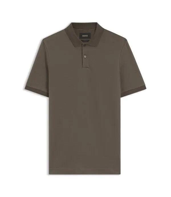 BOSS Regular-fit Polo Shirt In Cotton-silk Jacquard - Brown