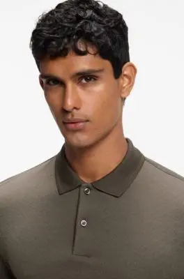 BOSS Regular-fit Polo Shirt In Cotton-silk Jacquard