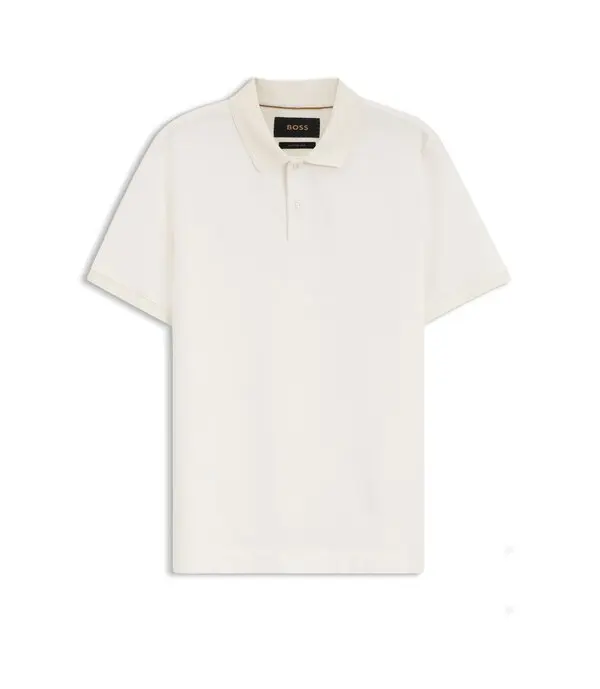 BOSS Regular-fit Polo Shirt In Cotton-silk Jacquard - White