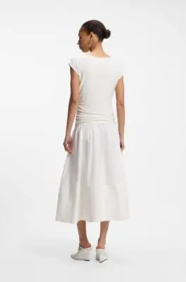 BOSS Structured Jersey And Poplin Dress