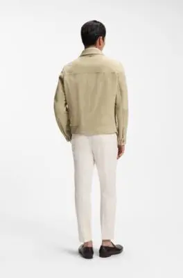 BOSS Suede Leather Jacket With Zipper Closure