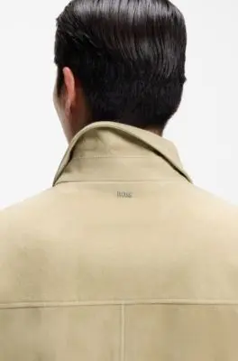 BOSS Suede Leather Jacket With Zipper Closure