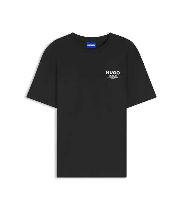 Hugo Regular-fit Cotton T-shirt With Logo Print - Black