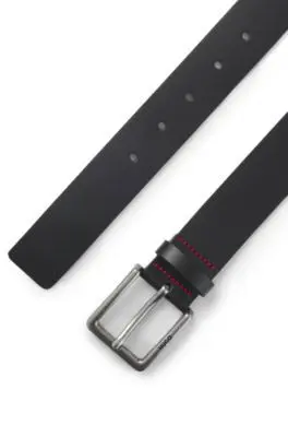 Hugo Smooth Leather Belt With Engraved Antique-silver Buckle