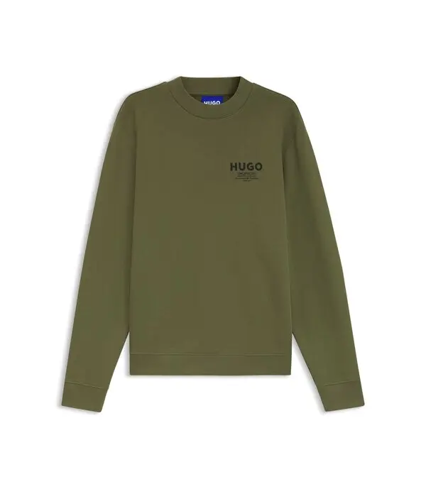 Hugo French-terry Cotton Sweatshirt With Bold Logo Print - Light Green