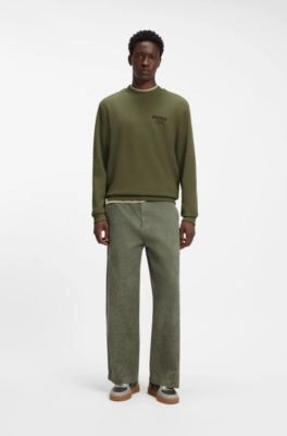 Hugo French Terry Cotton Sweatshirt With Logo Print - Light Green