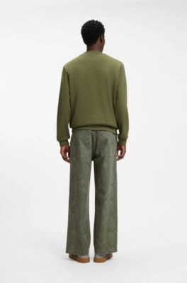 Hugo French Terry Cotton Sweatshirt With Logo Print - Light Green