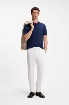 BOSS Regular-fit Polo Shirt In Cotton-silk Jacquard - Light Blue