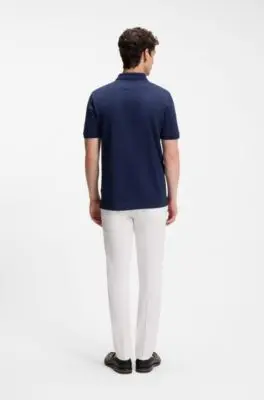 BOSS Regular-fit Polo Shirt In Cotton-silk Jacquard - Light Blue