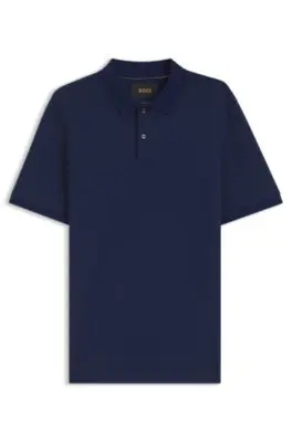 BOSS Regular-fit Polo Shirt In Cotton-silk Jacquard - Light Blue