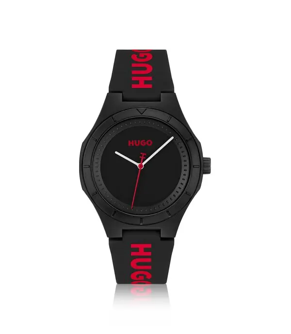 Hugo Lit For Him Black Watch With Red Logo Detailing - Assorted Pre Pack
