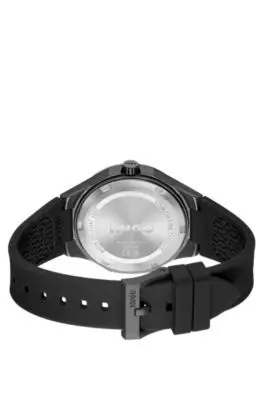 Hugo Lit For Him Black Watch With Red Logo Detailing