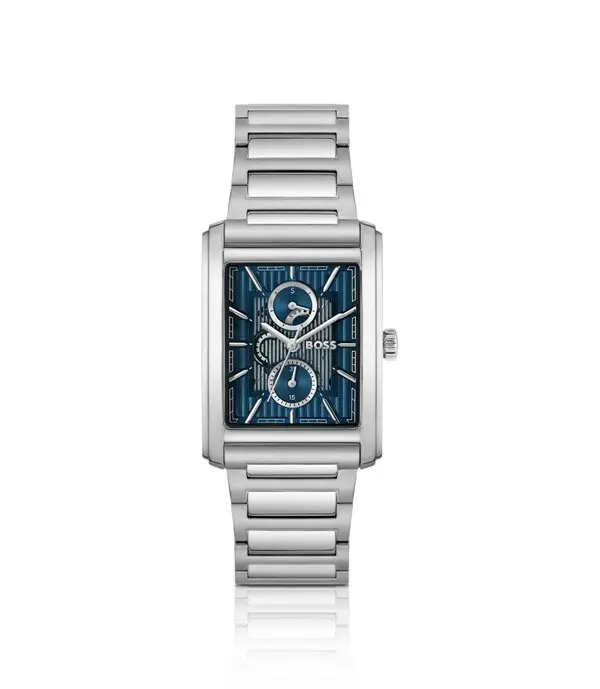 BOSS Principle Link-bracelet Watch With Blue Textured Skeleton Dial