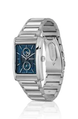 BOSS Principle Link-bracelet Watch With Blue Textured Skeleton Dial