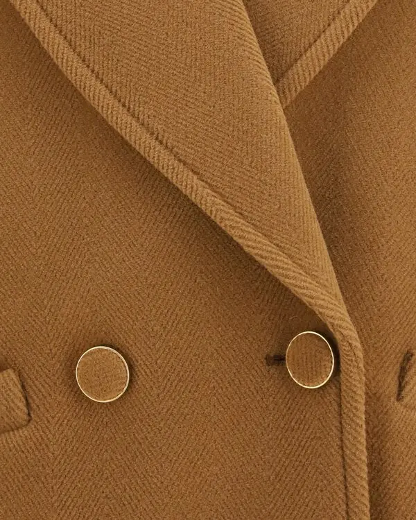 Chloé Double-breasted Herringbone Wool Short Coat - Brown