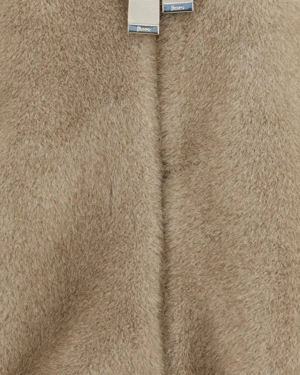 Herno Hooded Jacket In Eco-fur - Beige