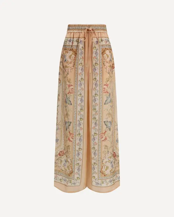 Zimmermann Roselight Printed Silk Habotai Pants - Multicolour