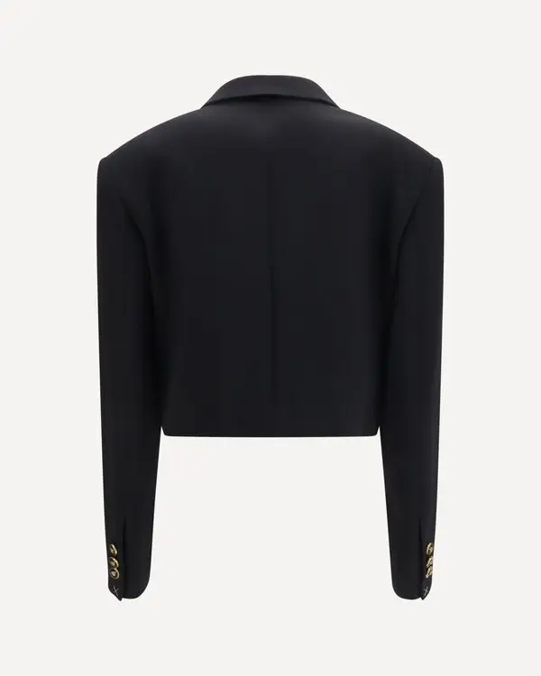 Versace Cropped Wool Blazer With Medusa Hardware