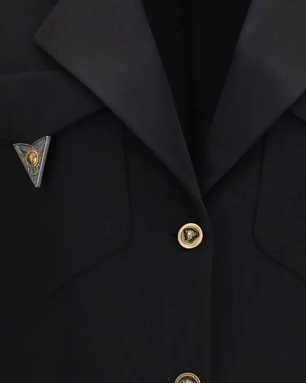 Versace Cropped Wool Blazer With Medusa Hardware