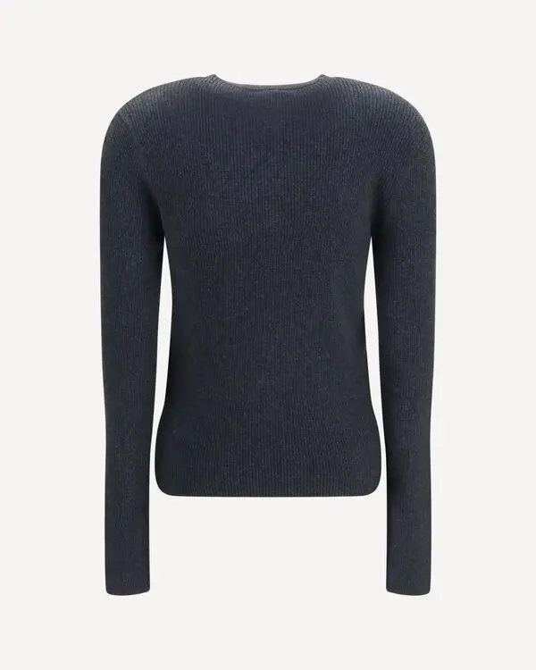 LISA YANG Airi Henley Sweater In Cotton And Cashmere - Grey