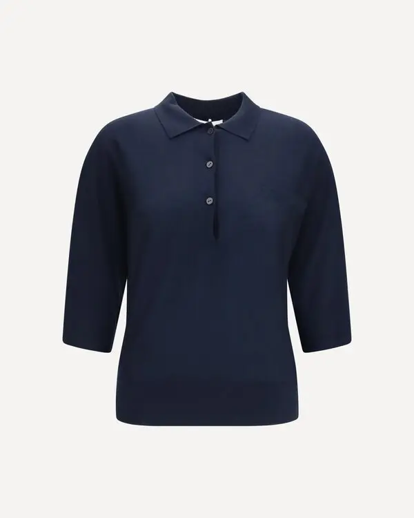 LISA YANG Norie Cashmere Polo Sweater - Blue