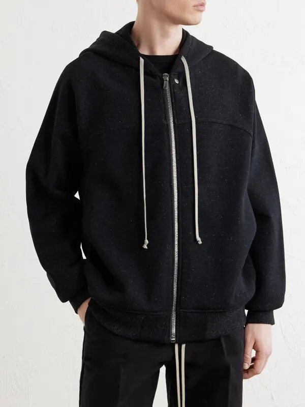 Rick Owens Washed Wool And Cotton-blend Zip-up Hoodie