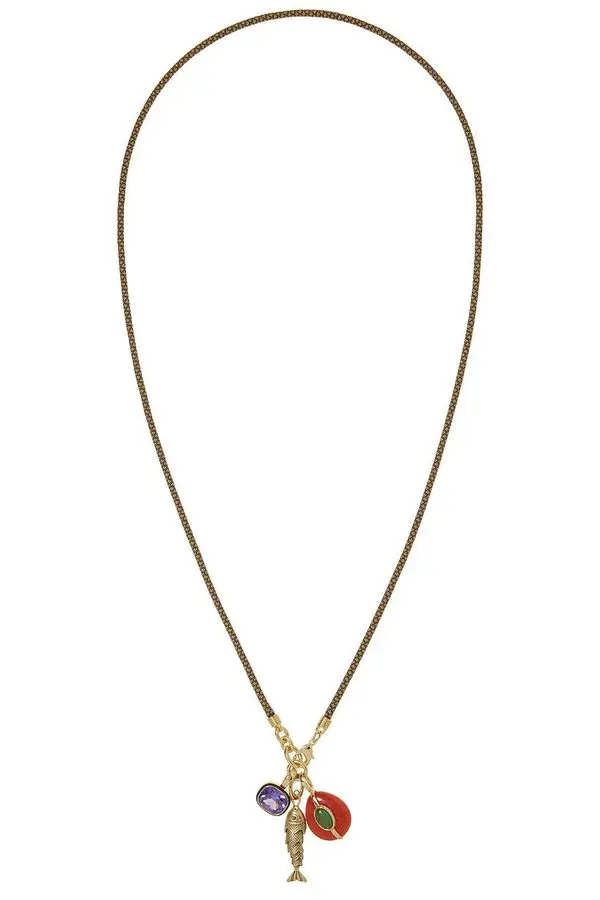ROXANNE ASSOULIN The Cubic Triple Charm Cord Pendant Necklace - Multi