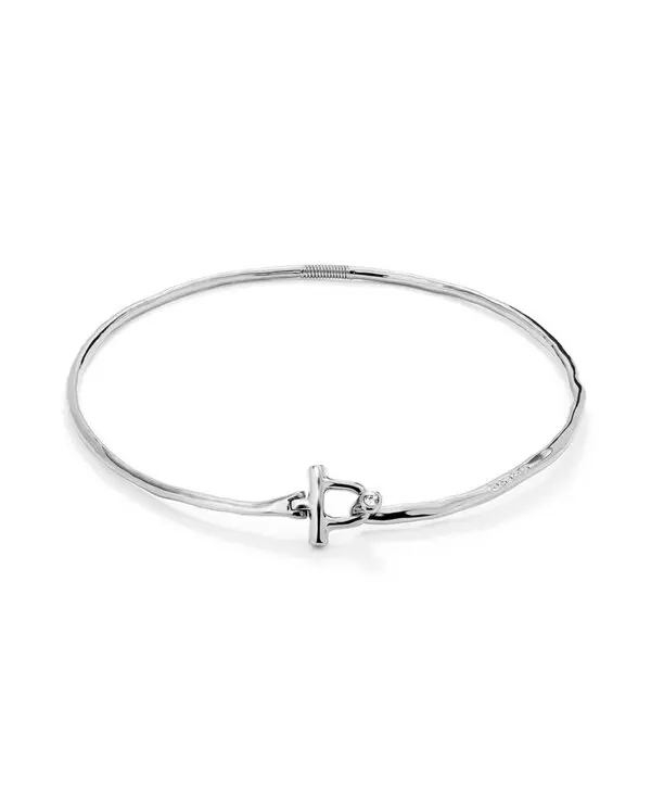 UNODE50 Rigid Necklace With Front Clasp Plated In Sterling With White Topaz