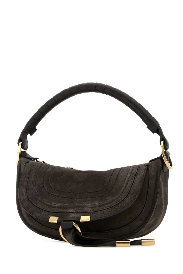 Chloé Dark Suede Mini Marcie Shoulder Bag - Brown