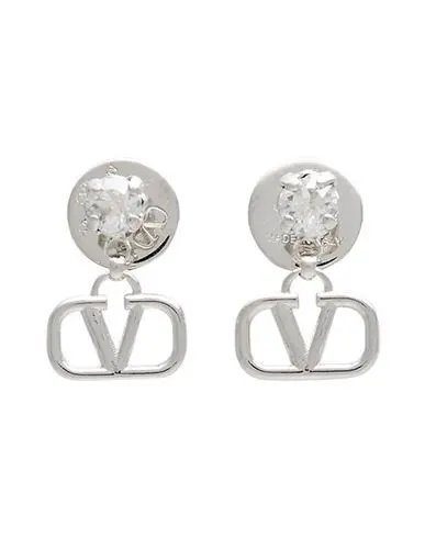 Valentino Garavani Tone Crystal Embellished Logo Earrings - Silver