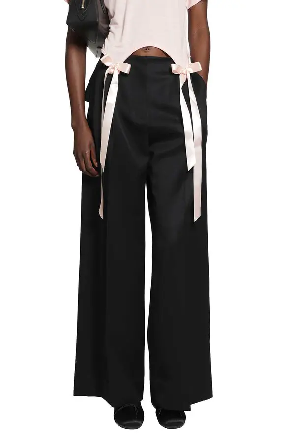 Simone Rocha Back Bow Wide Leg Trousers - Black