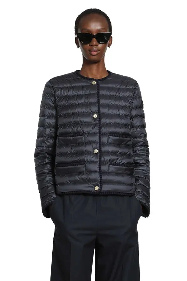 Moncler Circaete Braided Trim Short Down Jacket - Blue