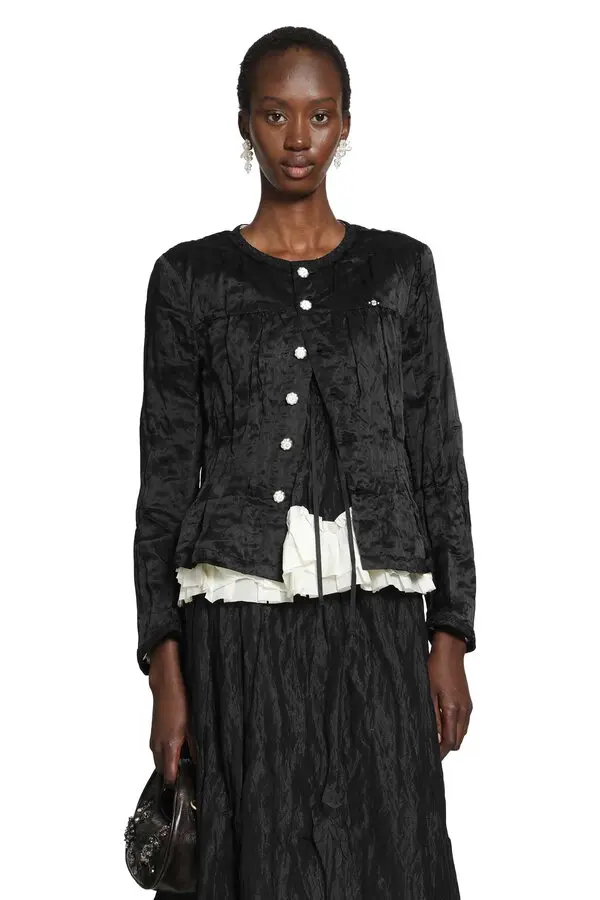 RENLI SU Cotton Silk Satin Waisted Jacket
