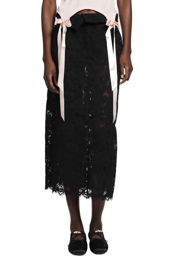 Simone Rocha Peeling Waist Column Skirt - Black