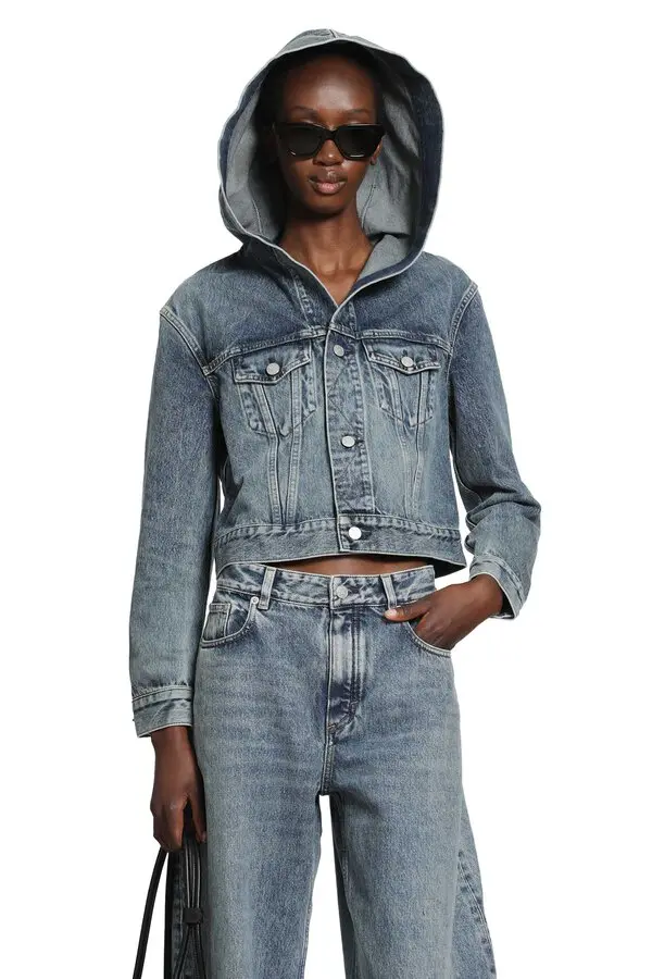 Alaïa Hooded Denim Jacket - Blue