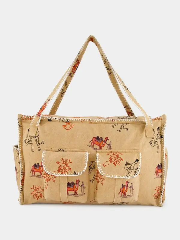 BAZISZT Brown Lavie Cotton Shoulder Bag