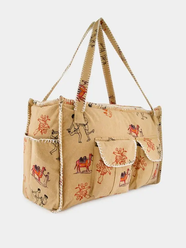 BAZISZT Brown Lavie Cotton Shoulder Bag