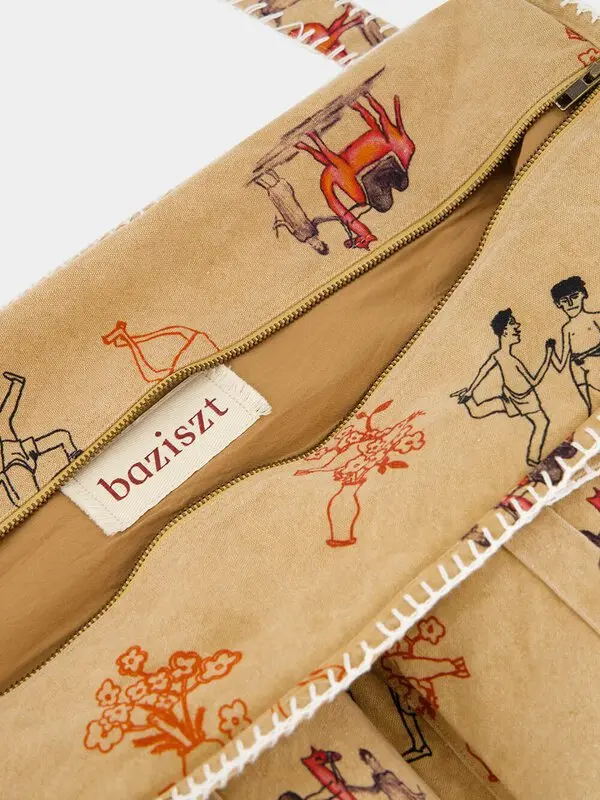 BAZISZT Brown Lavie Cotton Shoulder Bag