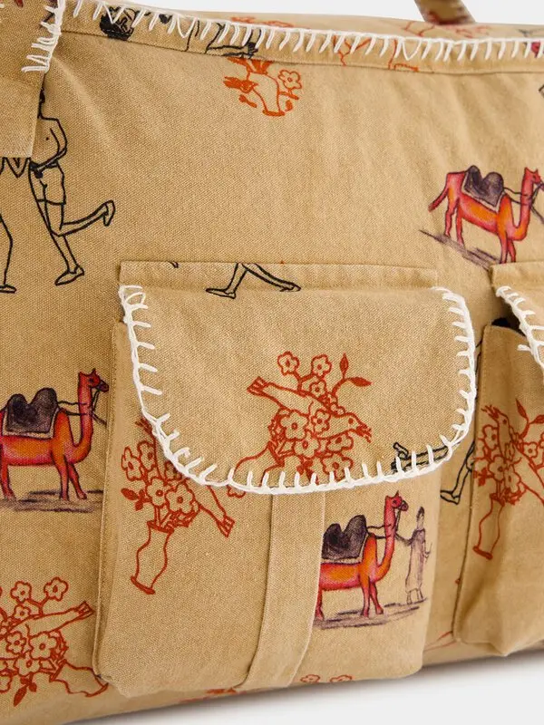BAZISZT Brown Lavie Cotton Shoulder Bag
