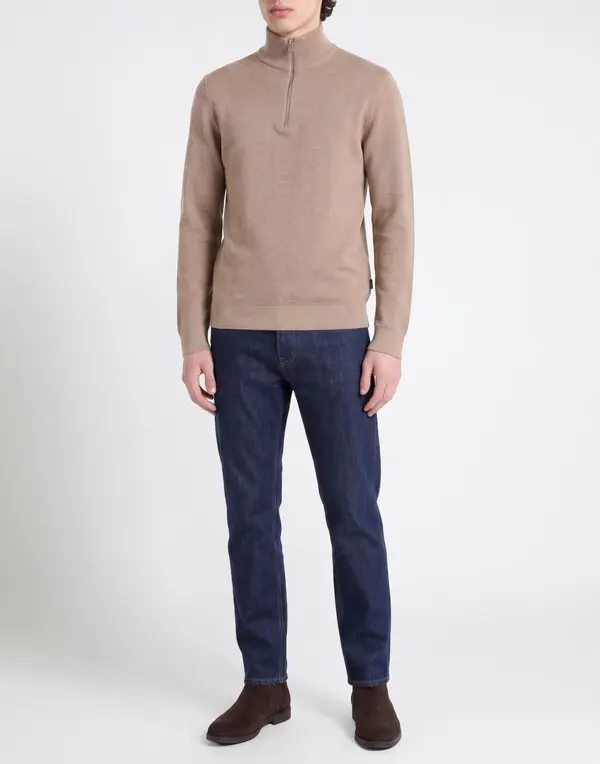 JACK & JONES Premium Organic Cotton Half-zip Sweater - Beige