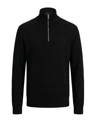 JACK & JONES Premium Organic Cotton Half-zip Sweater - Black