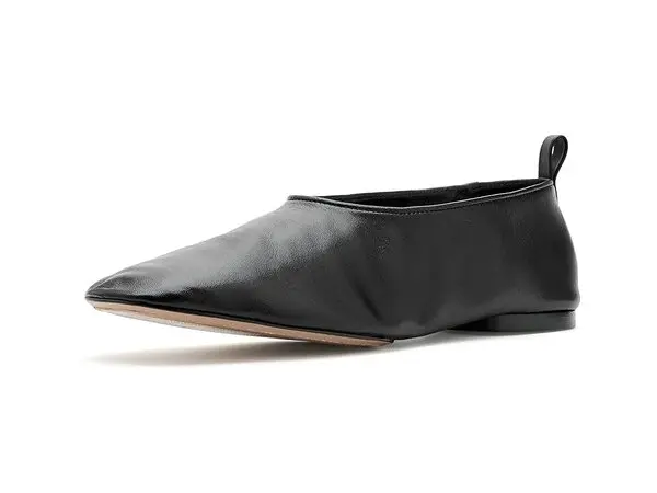 Schutz Hadley Leather Flat Shoes - Black