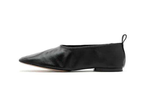 Schutz Hadley Leather Flat Shoes - Black