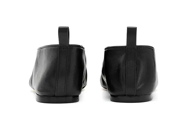 Schutz Hadley Leather Flat Shoes - Black