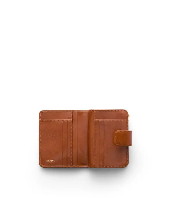 Prada Small Woven Madras Leather Wallet