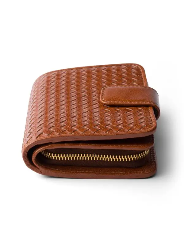 Prada Small Woven Madras Leather Wallet
